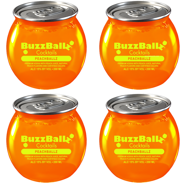 BuzzBallz Peachballz Pre-Mixed Cocktails 4-Pack – Wooden Cork