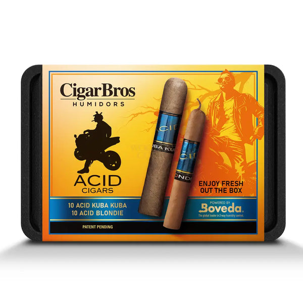 Acid Premium Cigars Set + Personal Humidor by CigarBros – Wooden Cork
