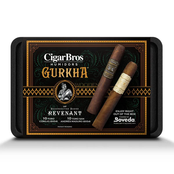 Gurkha Premium Cigars Set + Personal Humidor by CigarBros – Wooden Cork