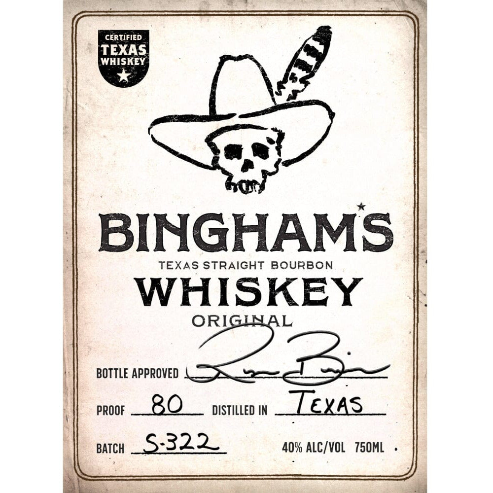 Bingham’s Original Texas Straight Bourbon by Ryan Bingham – Wooden Cork